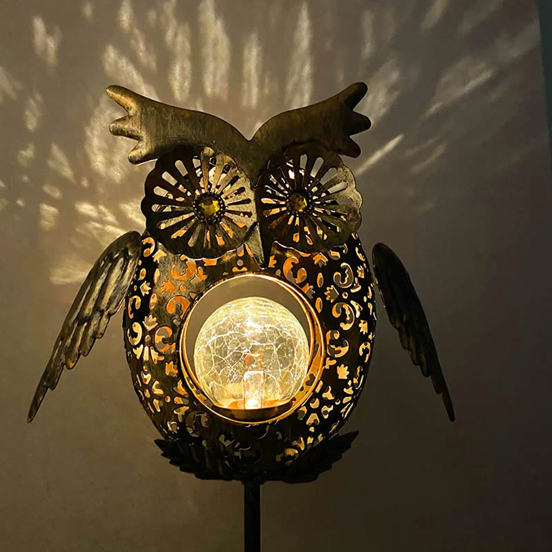 The owl solar lights cast a pretty pattern near the wall.– TAKEME Solar ...