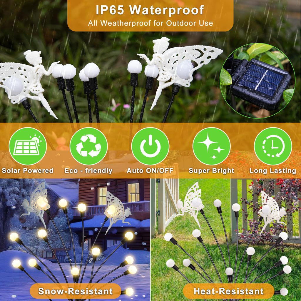 Fairy Solar Firefly Garden Lights, Outdoor Waterproof Decorative Light ...
