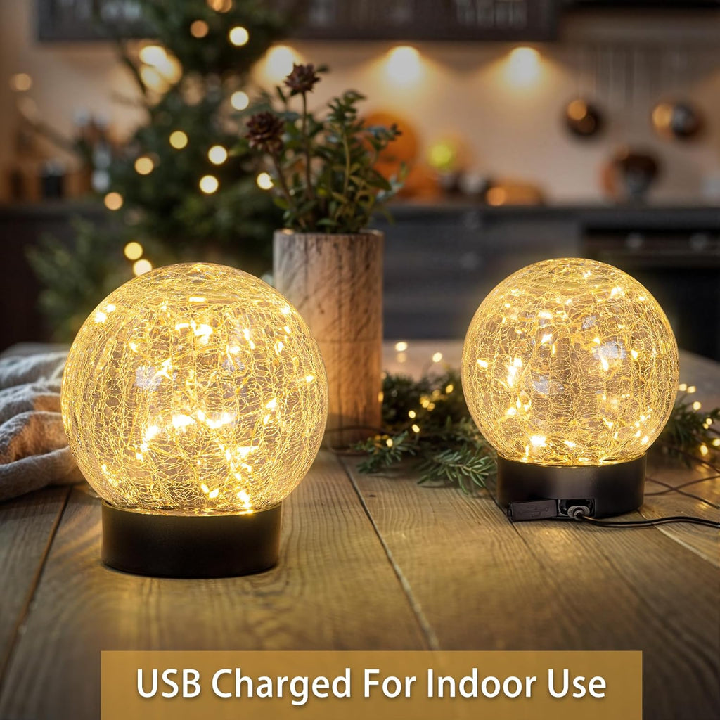 Solar Globe Lights Outdoor Large Garden Decor USB Charged 4.72" Diamet ...