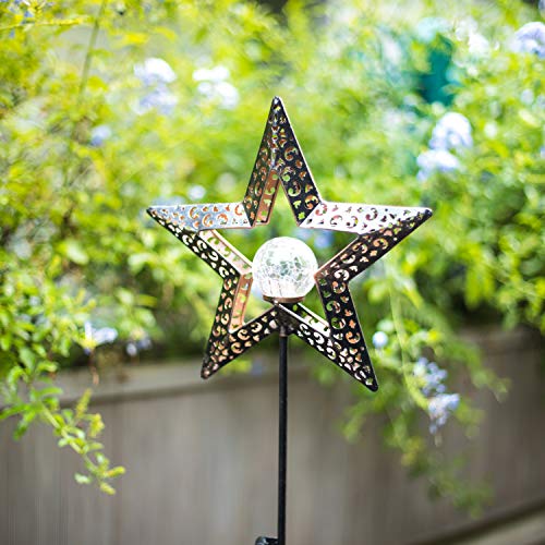 Glowing Stars Solar Night Light Garden Hollow Five-pointed Star Outdoor ...