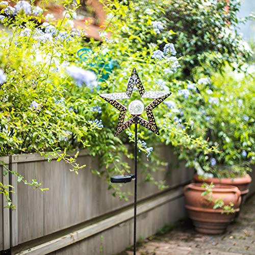 Glowing Stars Solar Night Light Garden Hollow Five-pointed Star Outdoor ...