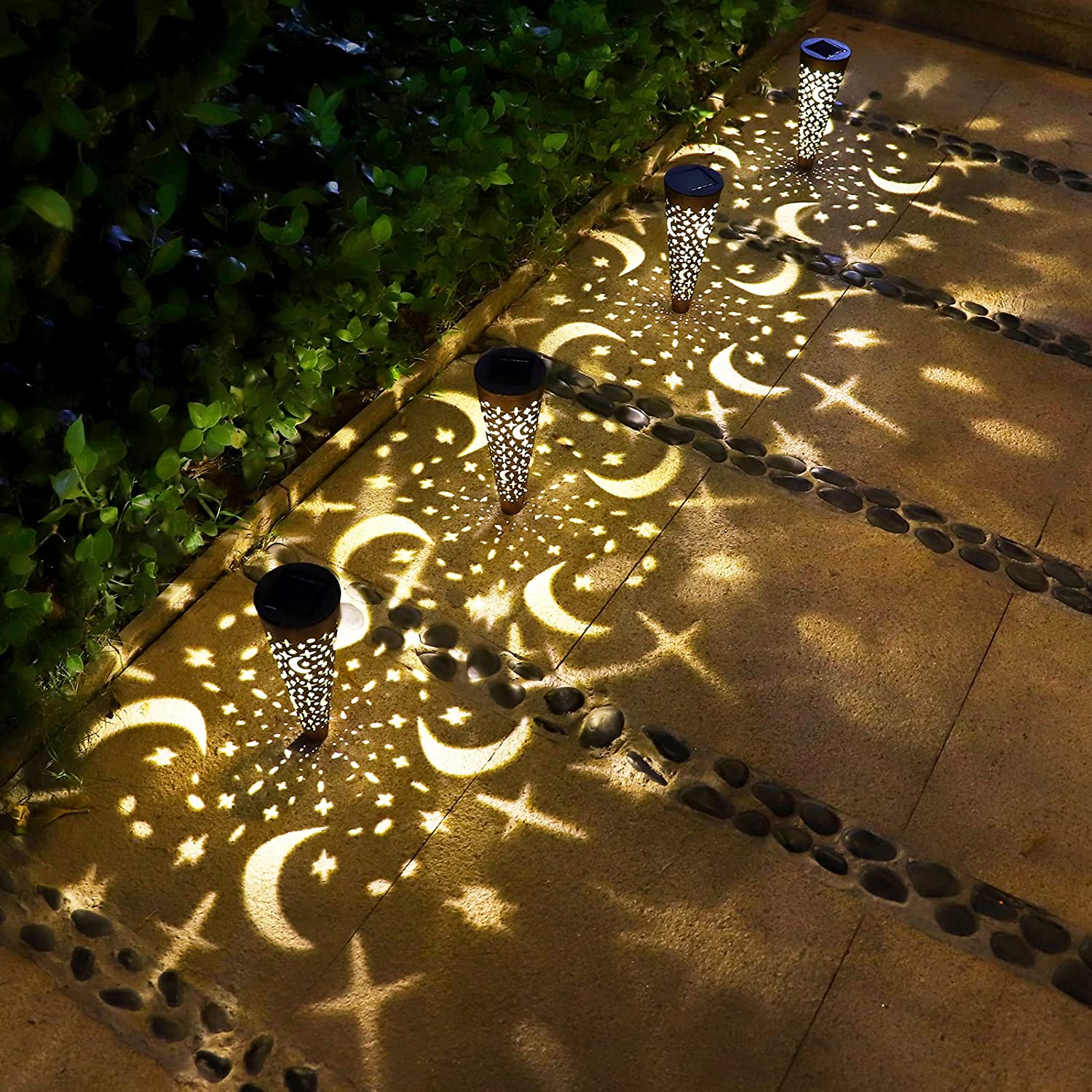Solar Garden Lights Outdoor Decorative Stake Lights With Moon Star Pat ...